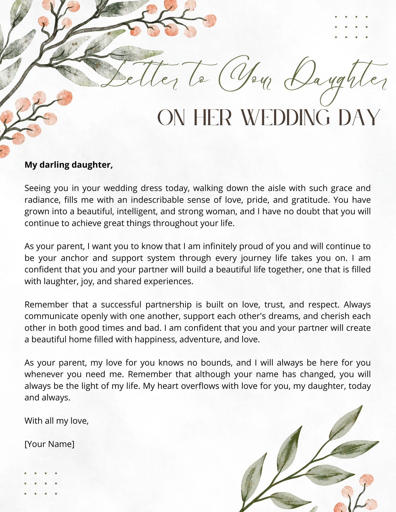 Ultimate Guide Letter to Your Daughter on Her Wedding Day Ultimate Guide Letter to Your Daughter on Her Wedding Day